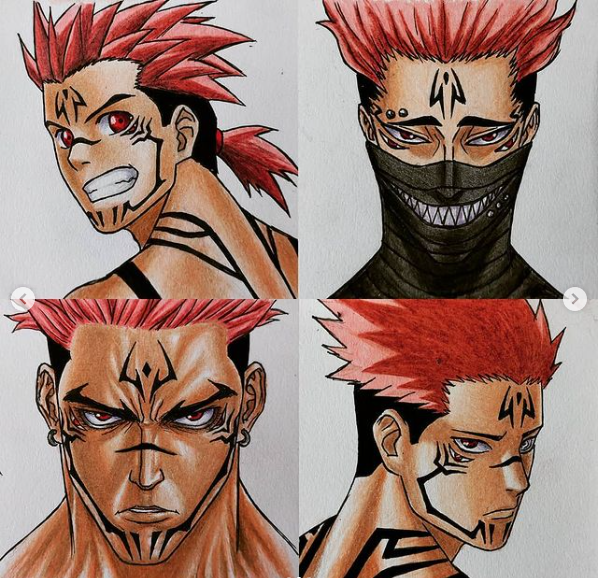 Hình tượng của Sukuna trong Jujutsu Kaisen khi được vẽ theo phong cách ...