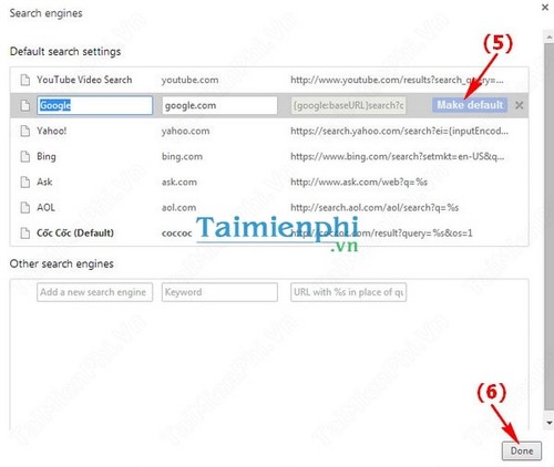 Setting Up Default Search Engine in Coc Coc