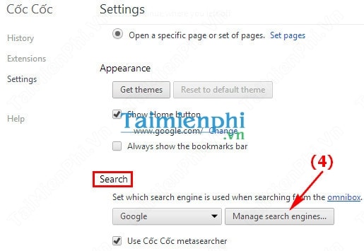 Setting Up Default Search Engine in Coc Coc