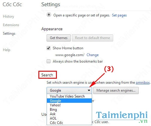 Setting Up Default Search Engine in Coc Coc