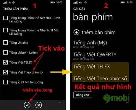 How to activate the Telex keyboard on Windows Phone 8.1