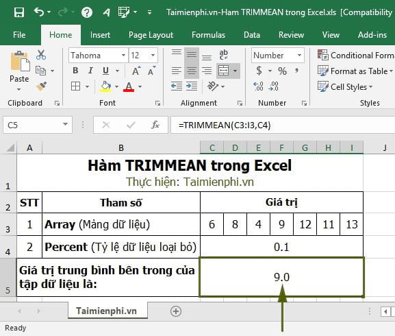 TRIMMEAN Function in Excel