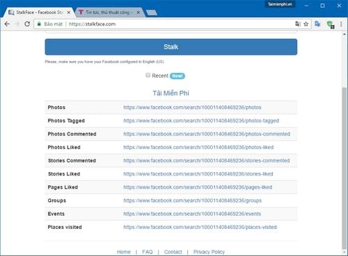 Explore Facebook user information using Stalk Face and Stalk Scan