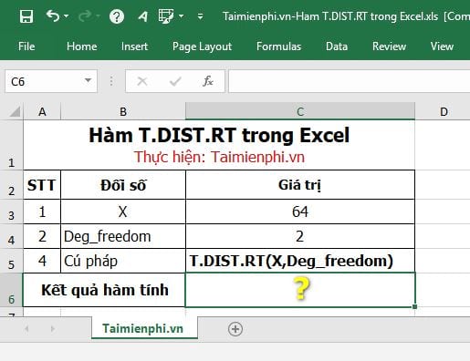 Understanding T.DIST.RT Function in Excel: Syntax and Usage