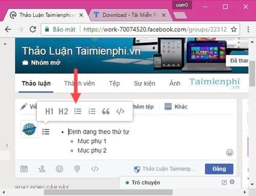 Formatting Posts on Facebook Workplace