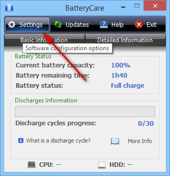Display CPU and HDD Temperature on BatteryCare