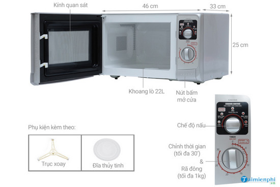 Standard microwave sizes from popular brands such as Sharp, Panasonic, El