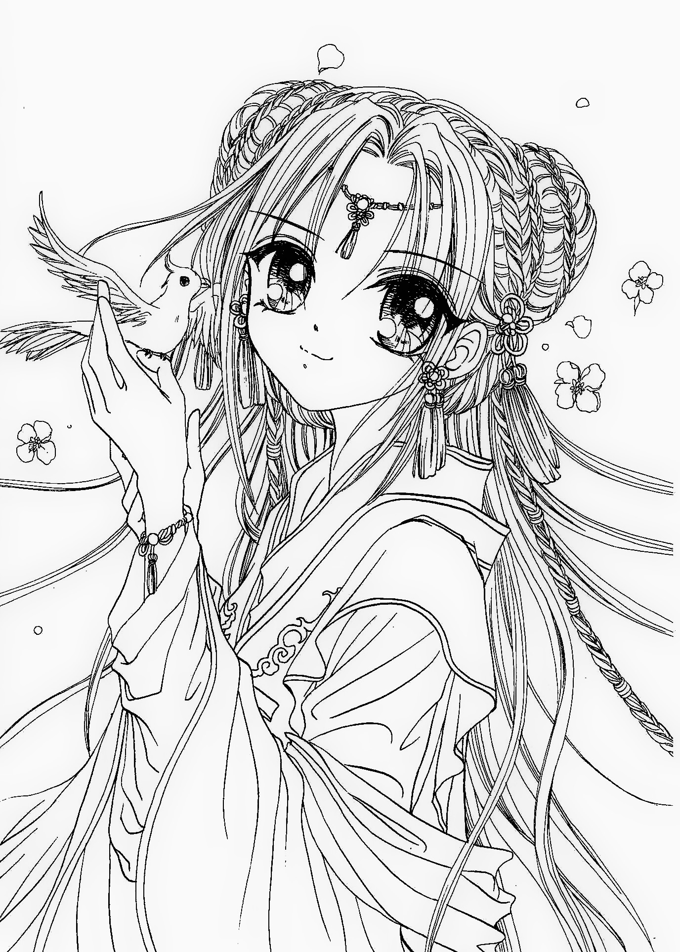 Beautiful and adorable anime-style coloring paintings