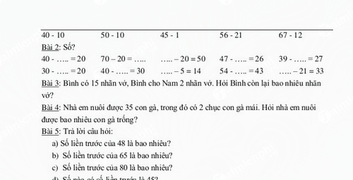 Compilation of Grade 3 Math, Vietnamese, and English Exercises