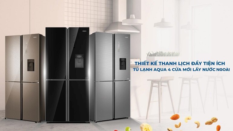 Đánh giá về tủ lạnh Aqua 4 cánh lấy nước ngoài AQR-IGW525EM GB trên ...