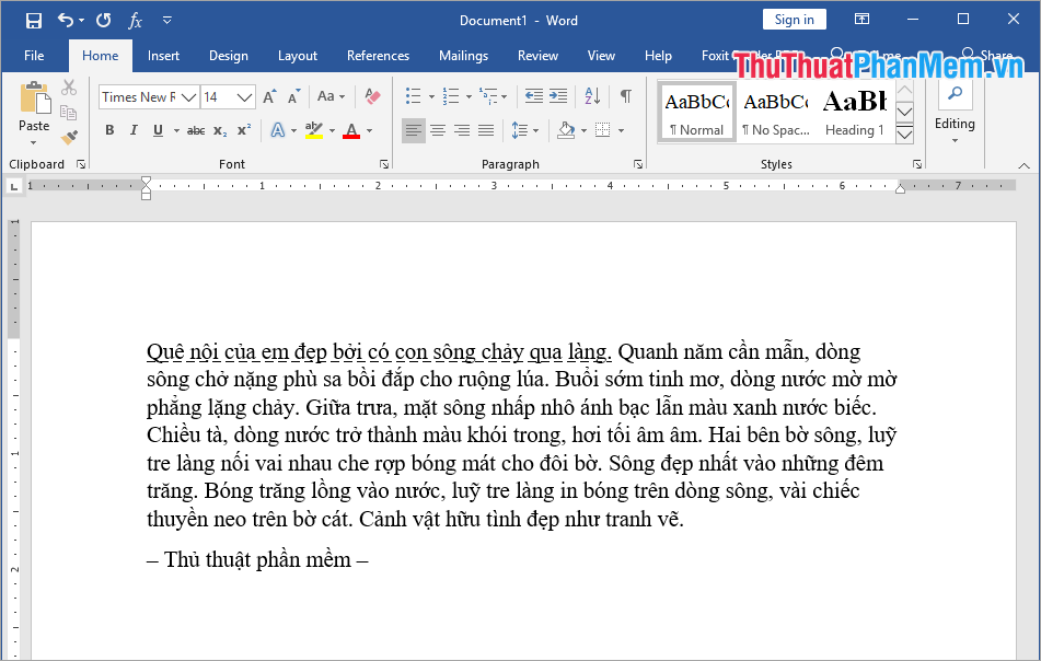 Underlining in Microsoft Word