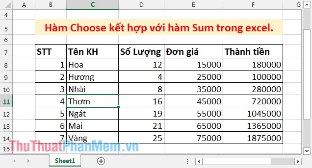 Using CHOOSE with SUM - Conditional Summing in Excel