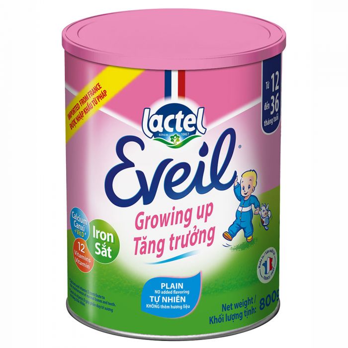 What types of Lactel Eveil powdered milk are available?