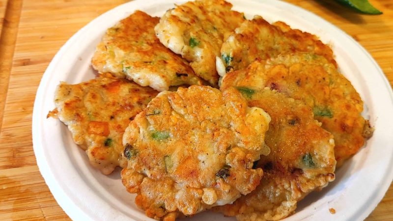 Jeon is fried into bite-sized pieces