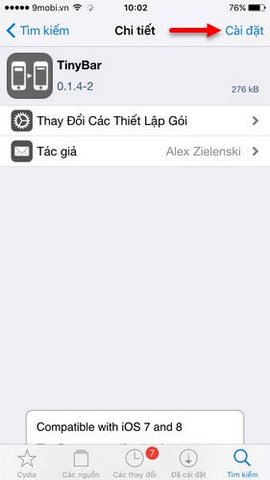Shrink iPhone notification area with TinyBar