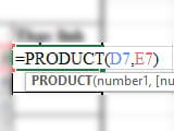 Using PRODUCT function to perform multiplication in Excel