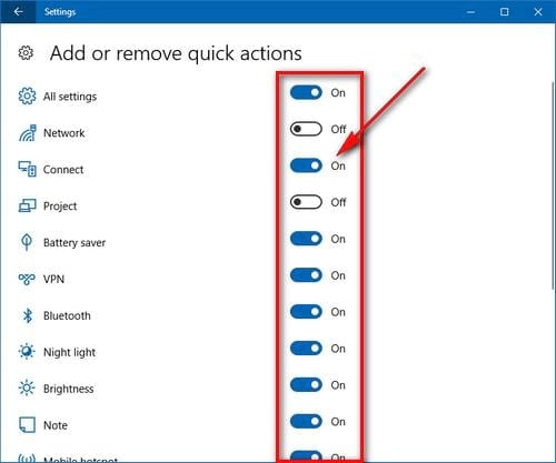 Customizing Quick Action Buttons in the Windows 10 Action Center