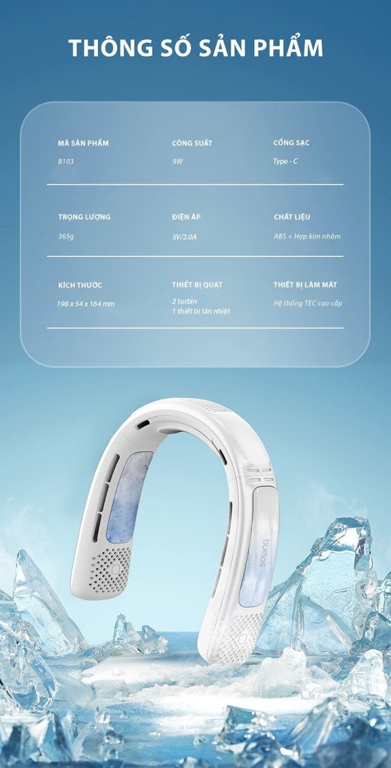 Review of the trending BUMAS B103 neck cooling fan from A to Z | Mytour.vn