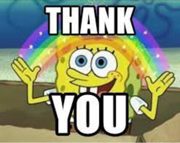 Compilation of humorous, cute, and wacky gratitude memes