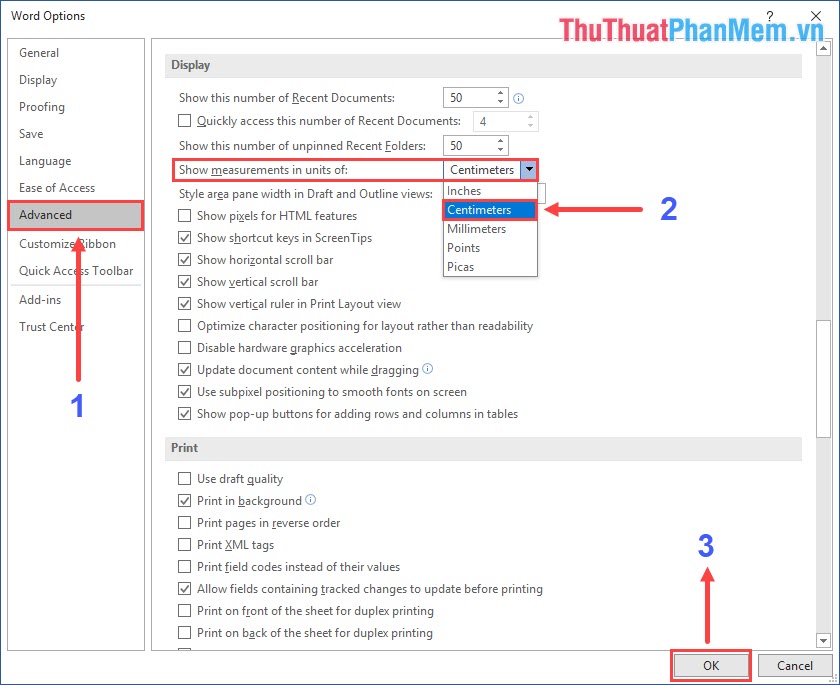 Switching to Centimeters in Word and Excel