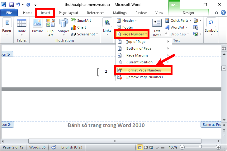 How to Number Pages in Word 2010