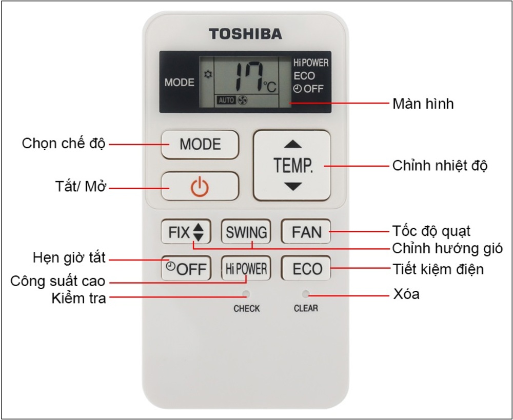 Guide on using authentic Toshiba air conditioner remote | Mytour