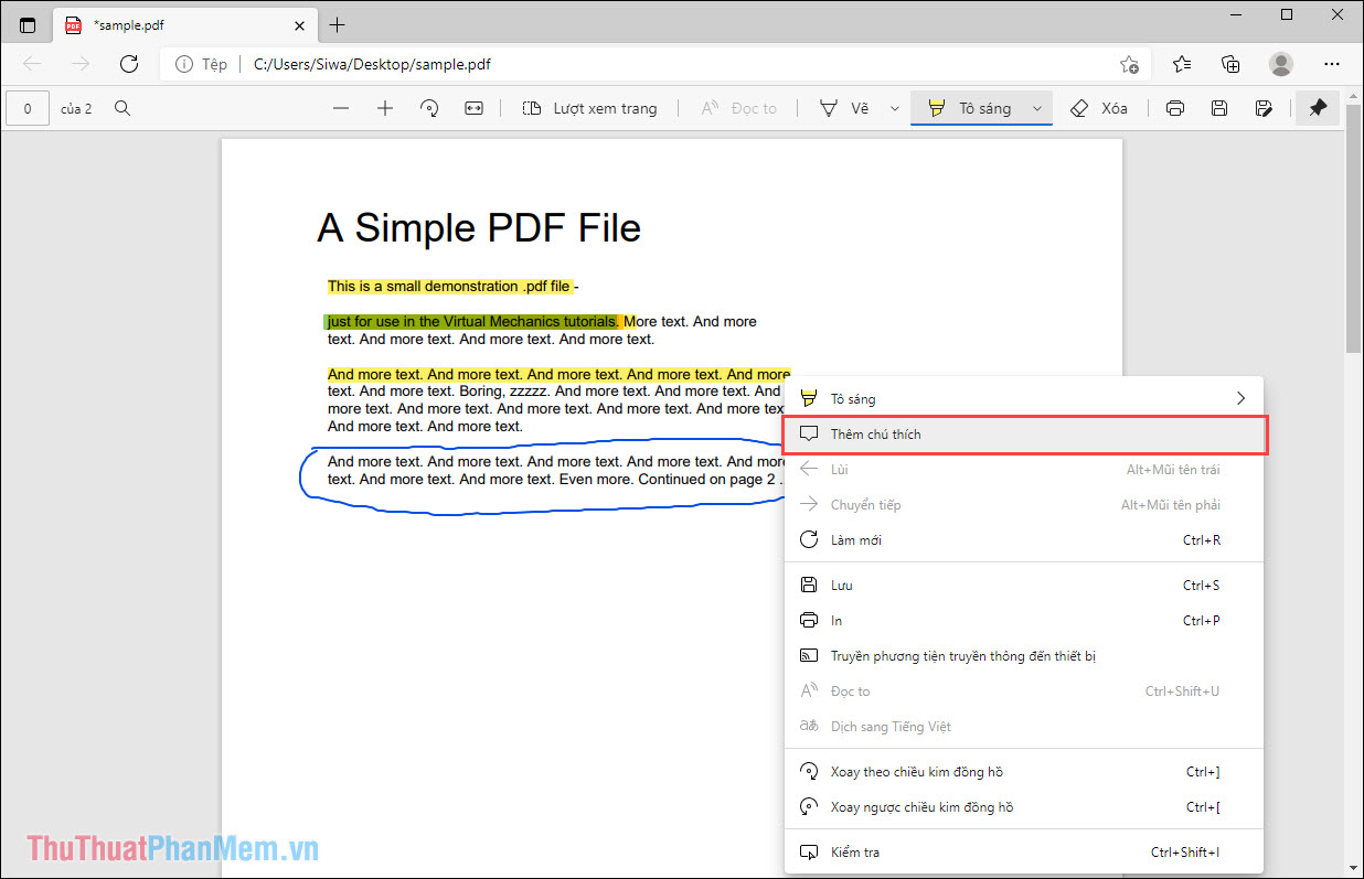 Editing, Marking, Annotating, and Underlining PDF Files with Microsoft Edge