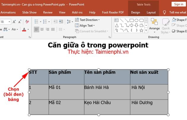Guide to center-aligning cells in PowerPoint 2016, 2019, 2013, 2010, 2007