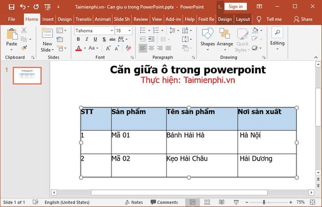 Guide to center-aligning cells in PowerPoint 2016, 2019, 2013, 2010, 2007
