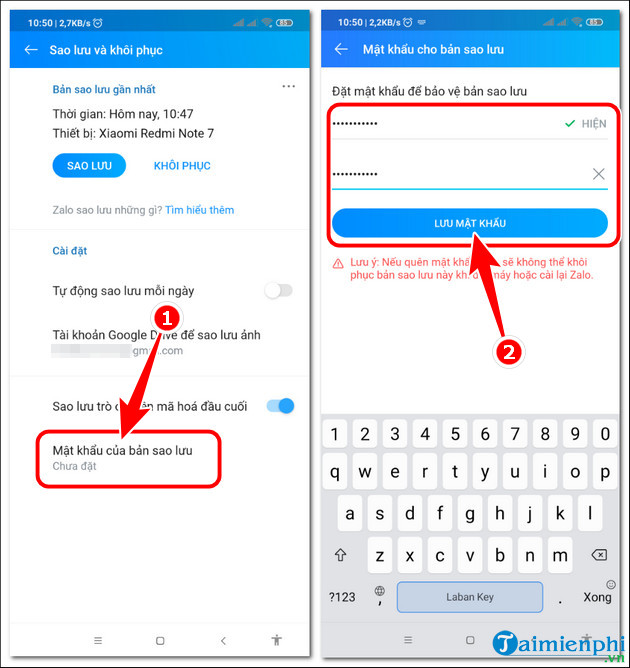 How to set up Zalo backup password, create backup pass, and restore ...