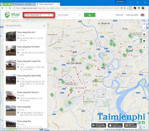 Find the Nearest Gas Station with Cốc Cốc Map