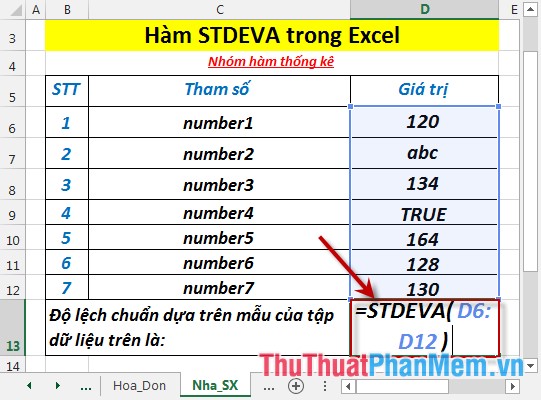 STDEVA Function - Estimating Standard Deviation Based on Sample Including Both Text and Logical ...