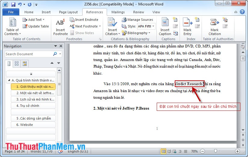 Creating Annotations in Word Documents