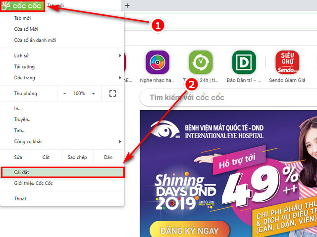 Ways to Access Coc Coc Settings and Set Up the Browser