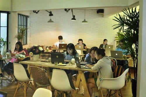 Explore Saigon and discover a cozy coffee shop surrounded by lush ...