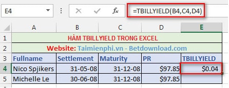 Excel's TBILLYIELD Function: Calculating Profit for Treasury Bonds