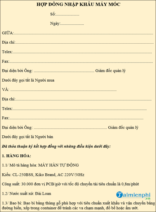 Latest 2023 Machinery Import Contract Template (English)