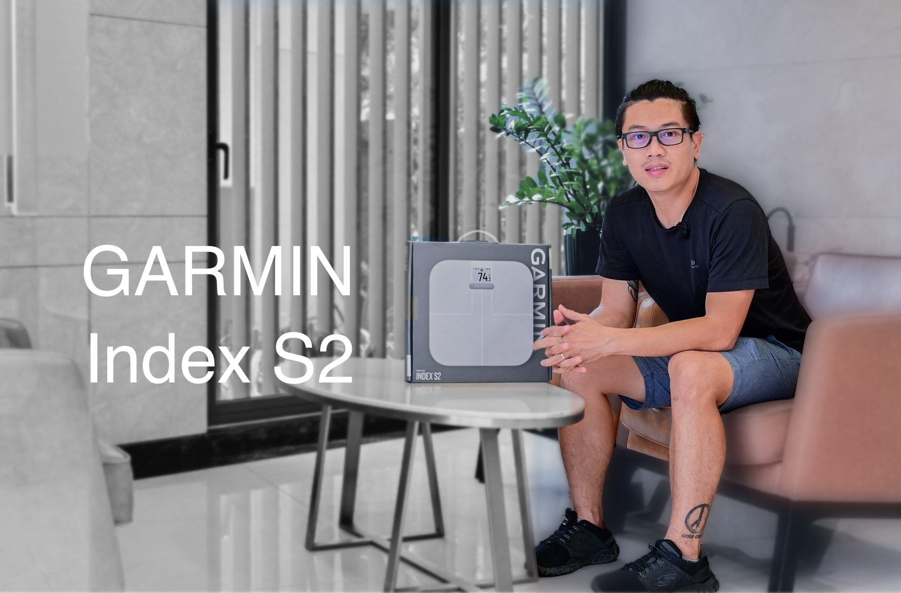 Trên tay cân sức khỏe Garmin Index S2: hiển thị thông tin về cân nặng, BMI, tỷ lệ mỡ, khối lượng ...