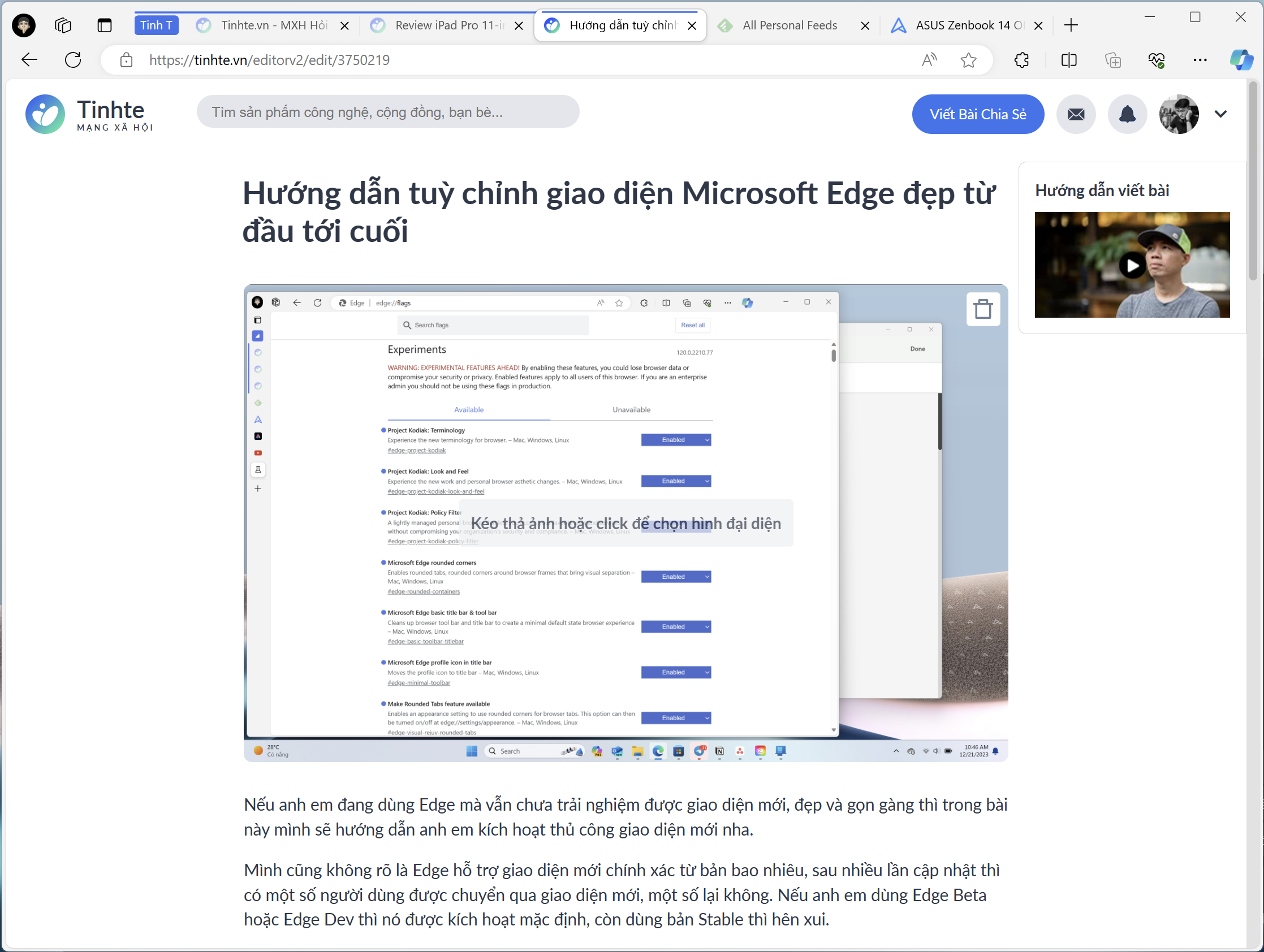 Hướng dẫn tùy chỉnh giao diện Microsoft Edge đẹp hoàn hảo