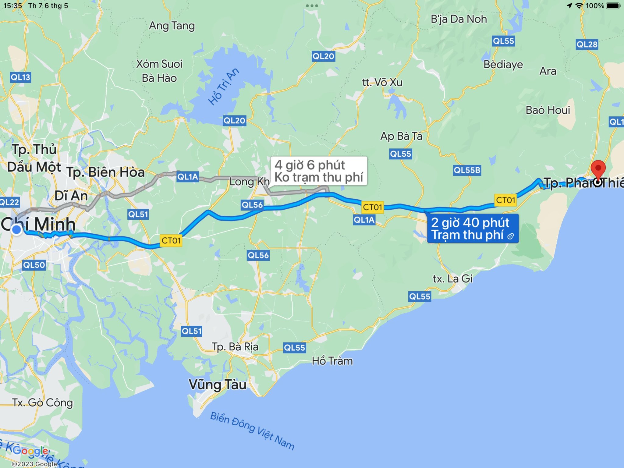 Google Maps mới chỉ đường đi từ TP HCM đến Phan Thiết qua cao tốc, đi ...
