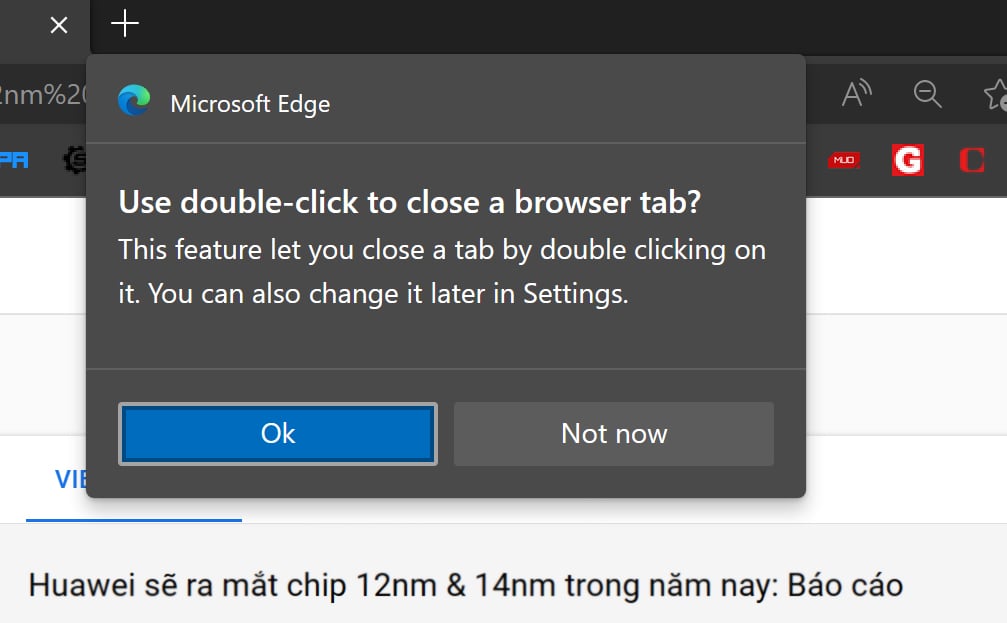 Tính năng mới trên Microsoft Edge: Nhấp đôi để đóng tab