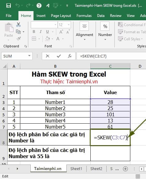 Excel's SKEW Function