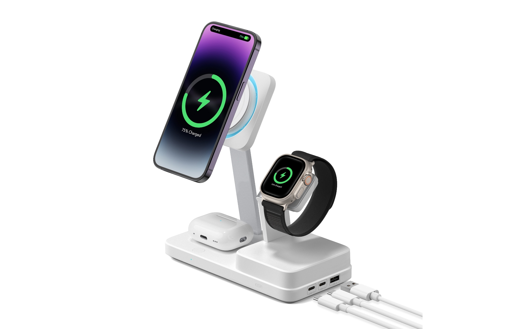 ESR 6-trong-1 100W: Khi đặt đế sạc không dây và cục sạc nhiều cổng vào một