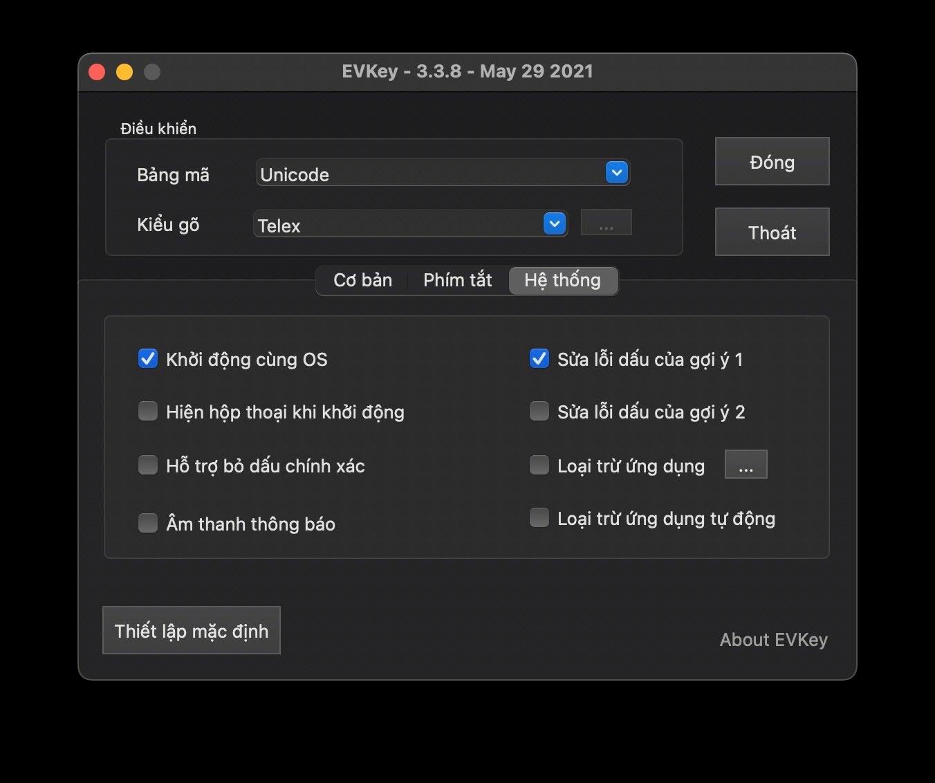 Thông tin về EVKey, phần mềm gõ cho cả Windows và macOS, hỗ trợ hoàn ...