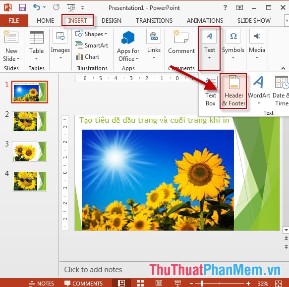 Crafting Headings and Footers for Printing in PowerPoint