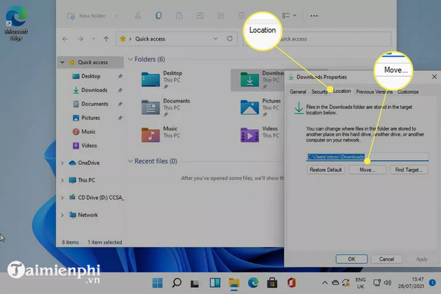 Changing Default Download Folder on Windows 11