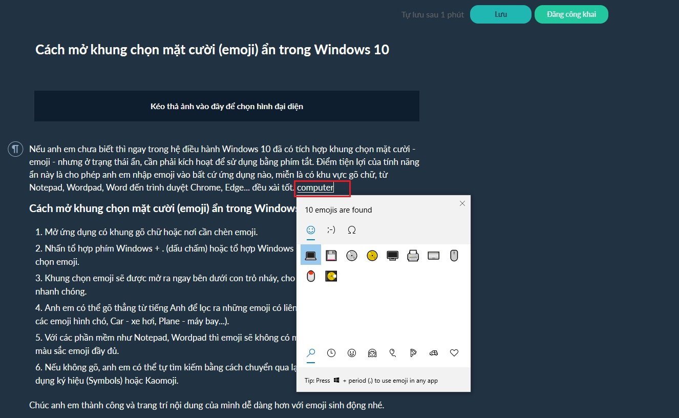 Bí mật khám phá: Kích hoạt khung emoji ẩn trong Windows 10