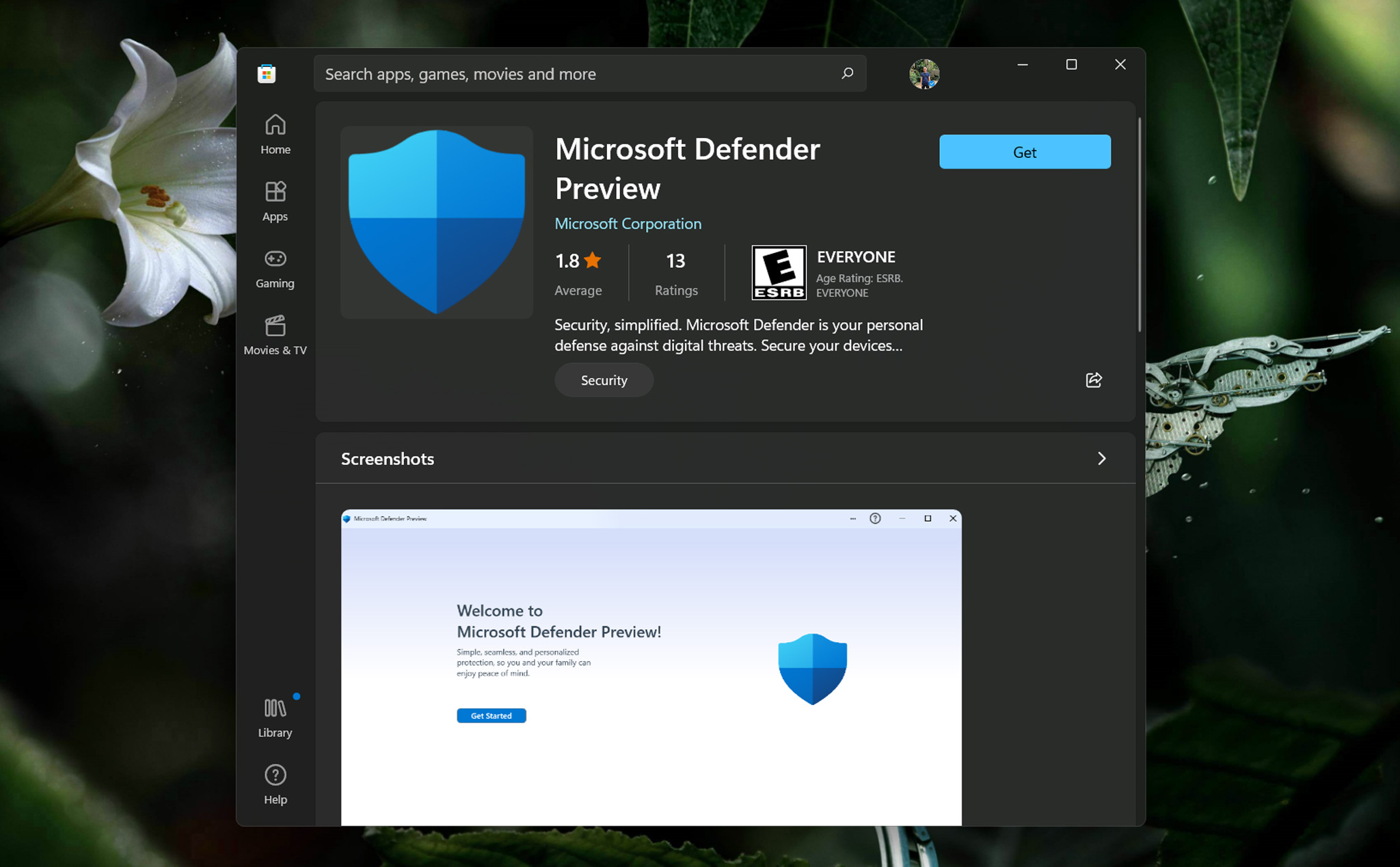 Phiên bản mới của Windows Defender đã ra mắt trên Microsoft Store