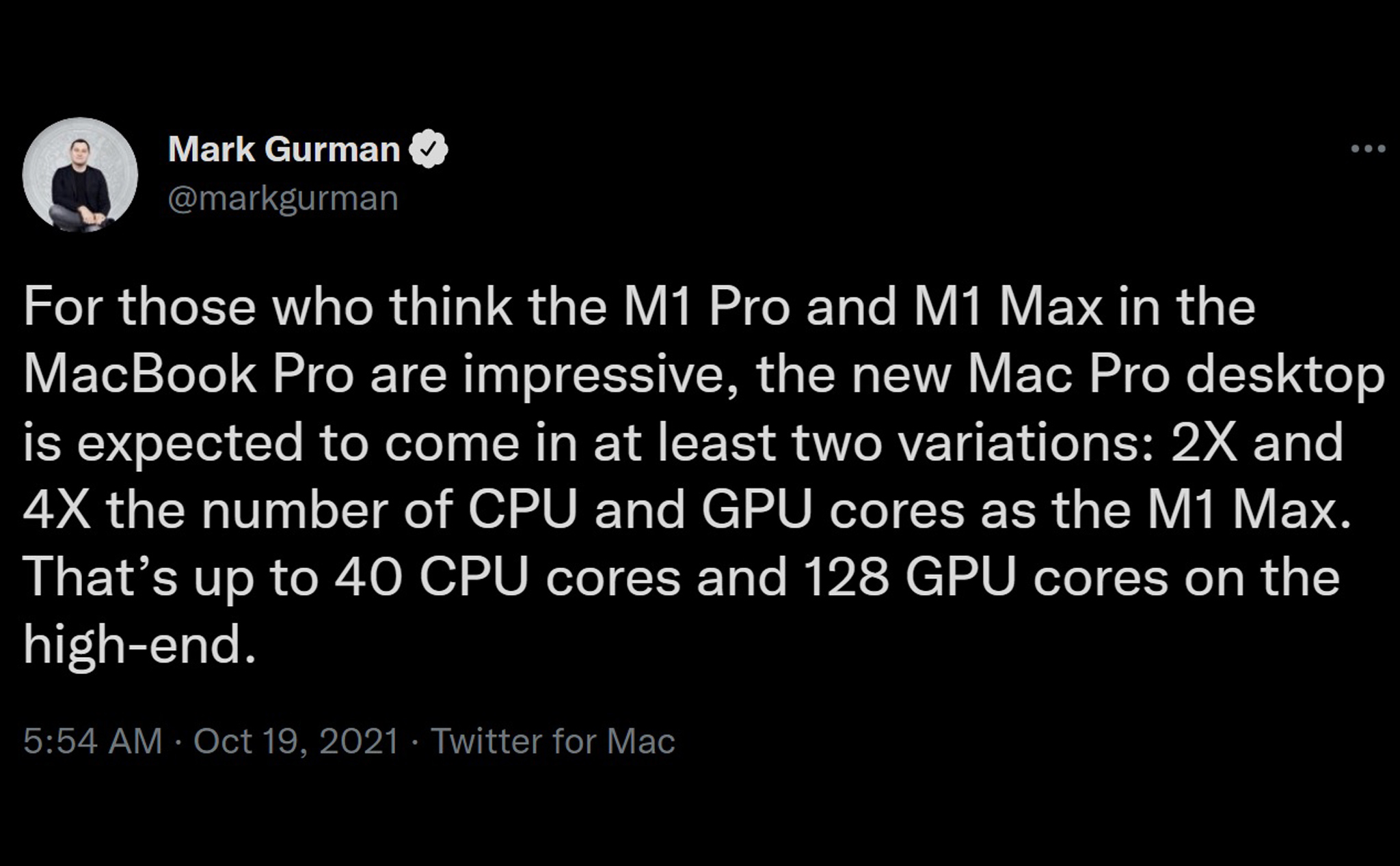 Mac Pro's New SoC Details: Combining 2 and 4 M1 Max Chips?