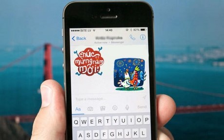 Sending New Year greetings with Facebook stickers, using sticker labels